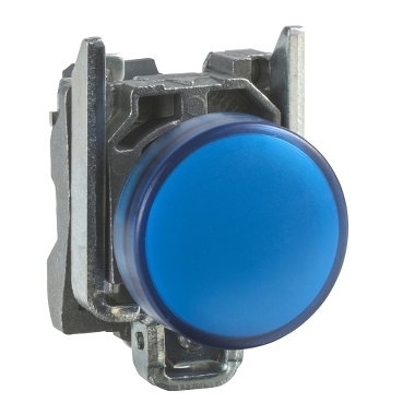 SE Plava kompletna signalna lampica Ø22 ravna sočiva sa integrisanim LED 24V