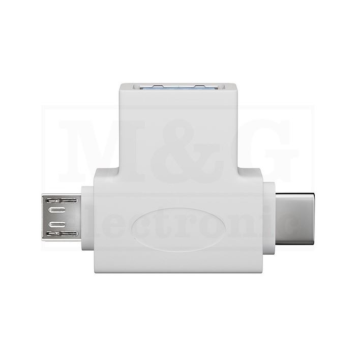 USB ADAPTER A ŽENSKI / Micro B +USB C MUŠKI BELI