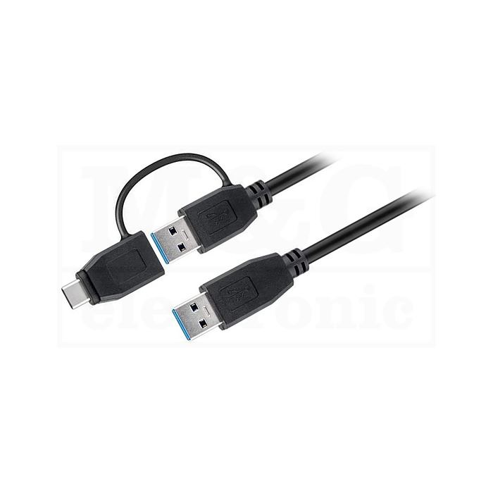 KABL USB A MUŠKI - USB A MUŠKI HS 3.0 2,0m+USB C