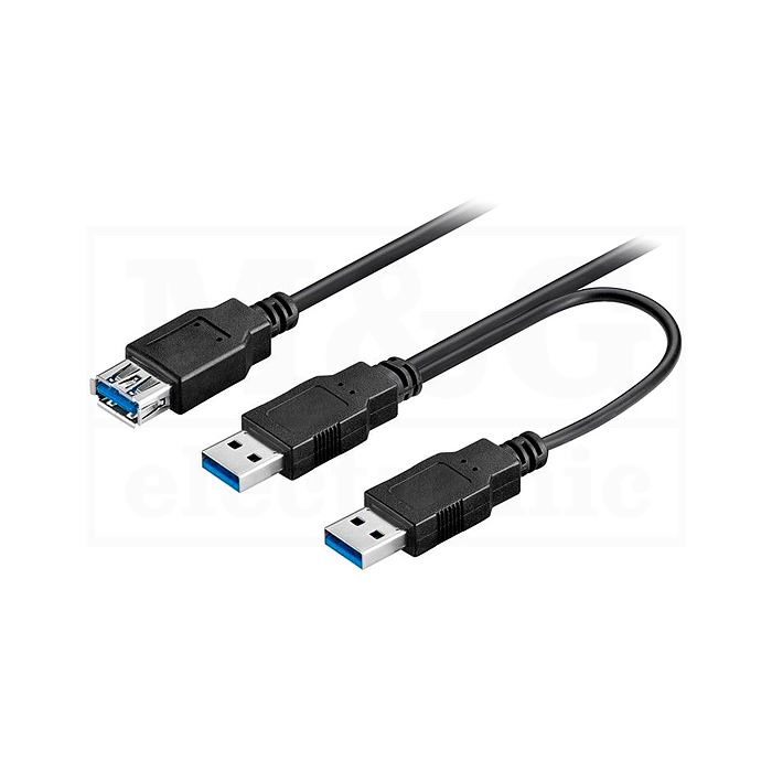 KABL USB A MUŠKI 2x > USB A ŽENSKI HS 3.0