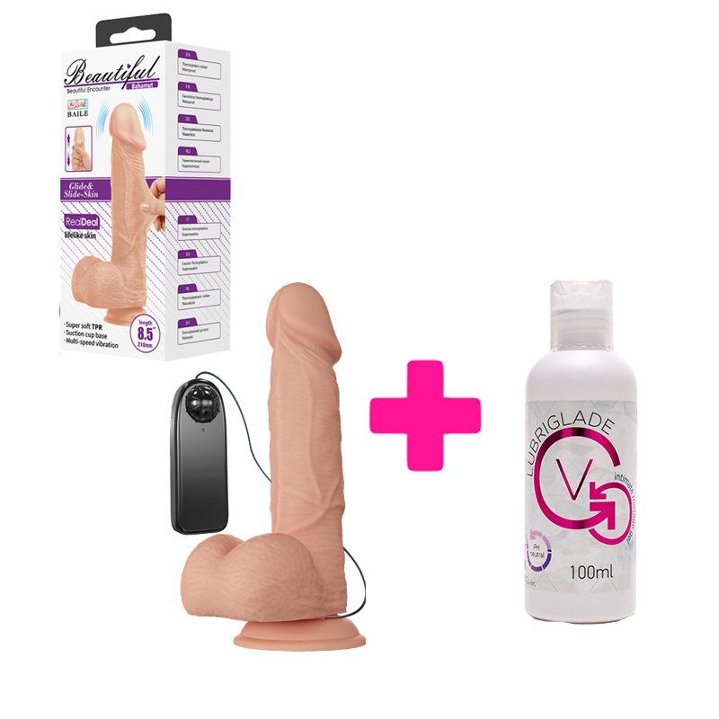 Mekani Vibro Dildo 22cm i Lubrikant