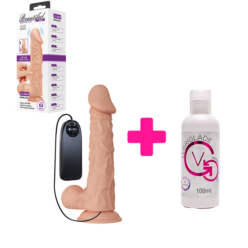 Mekani Vibro Dildo 24cm i Lubrikant