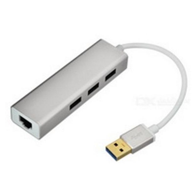 Fast Asia USB 3.0 – HUB 3port + RJ45 (ž) siva