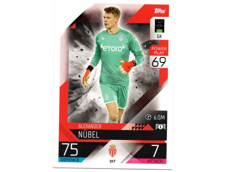 317.Alexander NUBEL -MONACO FC- TOPPS Match ATTAX 2022