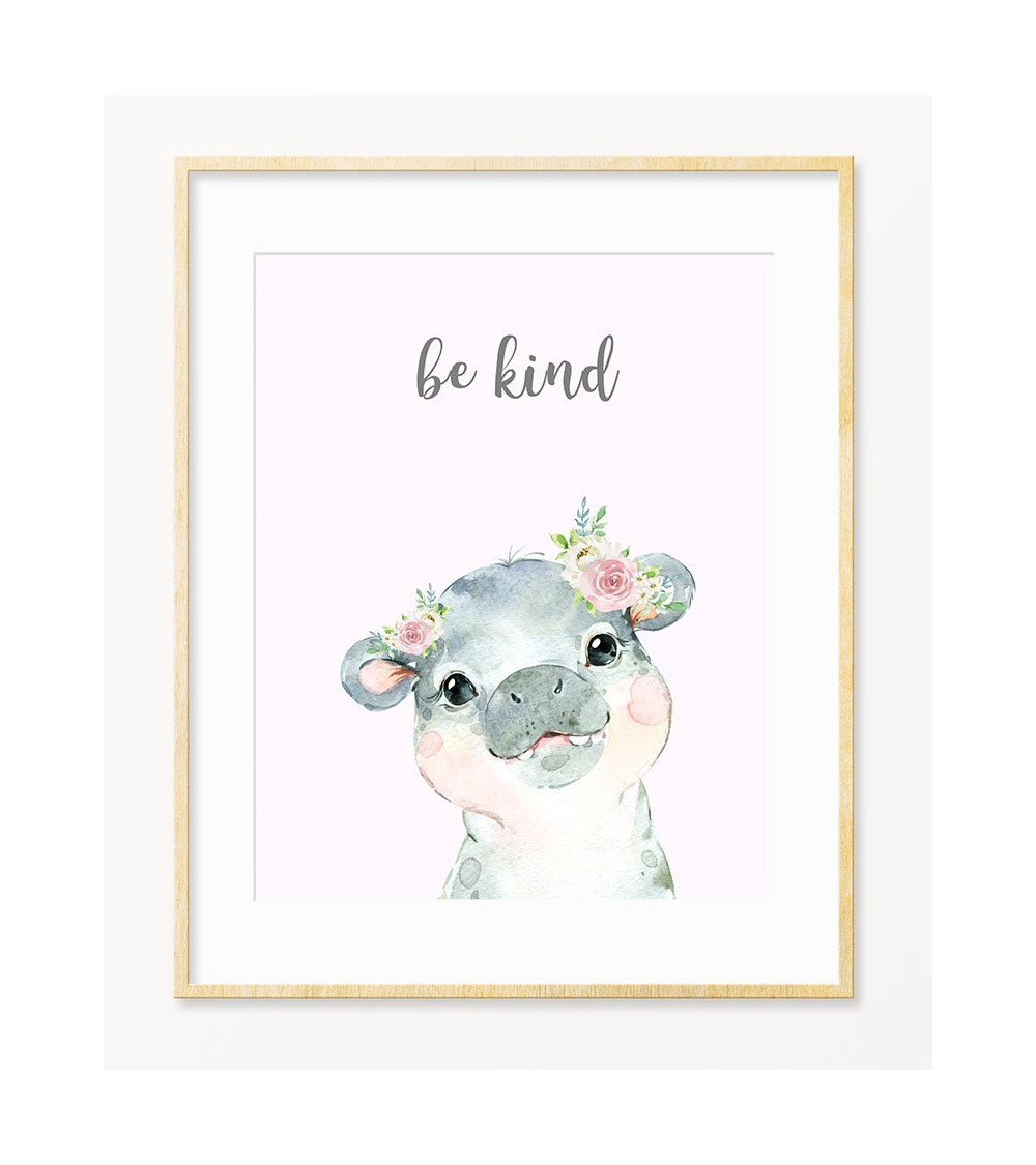 BABY HIPPO SA CVETIĆEM BE KIND ZIDNI POSTER ZA DEČIJU SOBU (ART. P-2347)