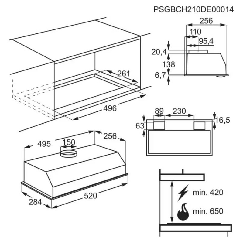 AEG ugradni aspirator DGB3523S