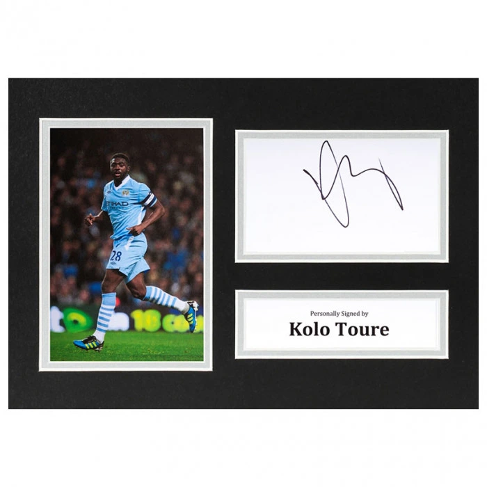 Kolo Toure Signed A4 Photo Display Manchester City Autograph Memorabilia COA