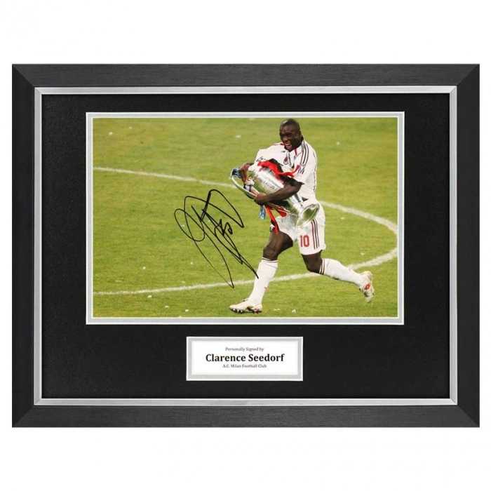 Clarence Seedorf Signed 16"x12" Framed Photo Display AC Milan Autograph COA