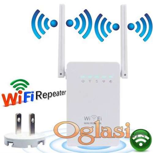 WiFi pojačivač signala Wiraeless Repetitor
Wifi pojacivac signala sa dve antene, vam omogućava pojačavanje WIFI signala u prostorijama u kojima ga nema ili je slab.
Repetitor hvata postojeći wifi...