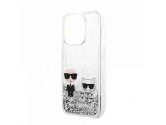3G Karl Lagerfeld Hc Liquid Glitter Karl&amp;Choupette srebrna zaštitna maska za telefon iPhone 14 Pl...
