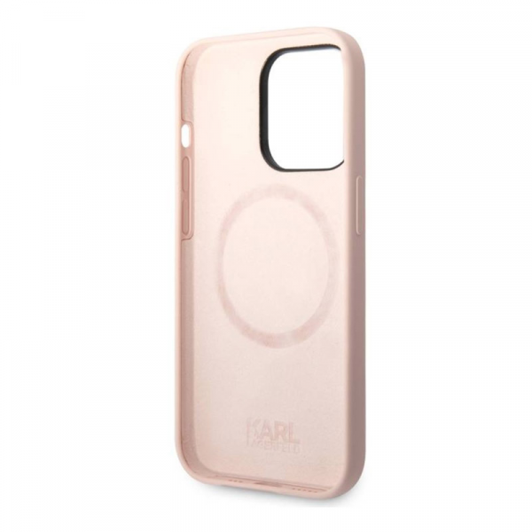 Maska Karl Lagerfeld MagSafe Compatible Case Liquid Silicone Karl Head za iPhone 14 Pro pink