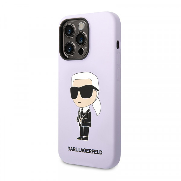 Futrola silikon Karl Lagerfeld NFT Ikonik Hard Case za Iphone 14 Pro ljubicasta Full ORG (KLHCP14LSNIKBC)