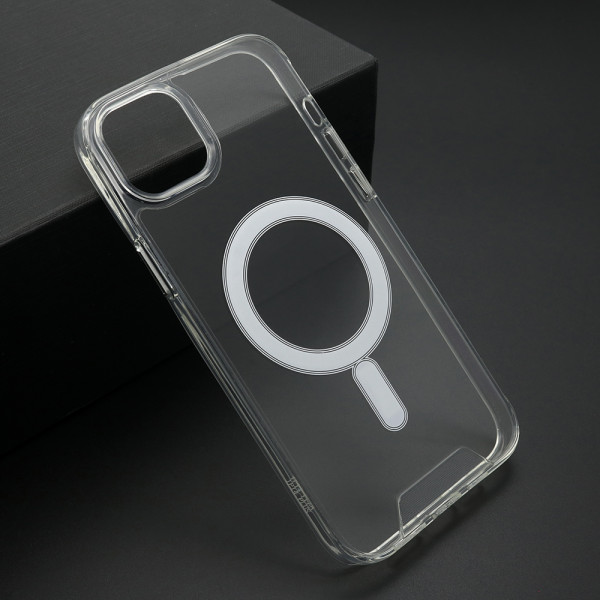 Futrola silikon MAGNETIC CONNECTION za iPhone 14 Plus (6.7)providna (bela)