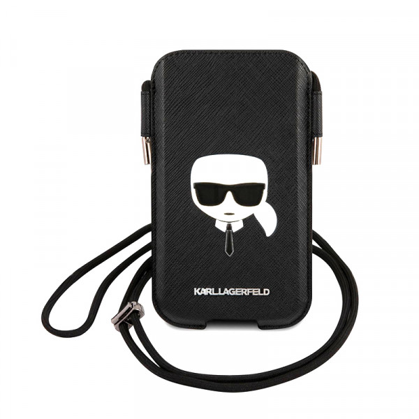 Futrola Karl Lagerfeld PU Saffiano Pouch With Karl's Head Large crna Full ORG (KLHCP12LOPHKH)