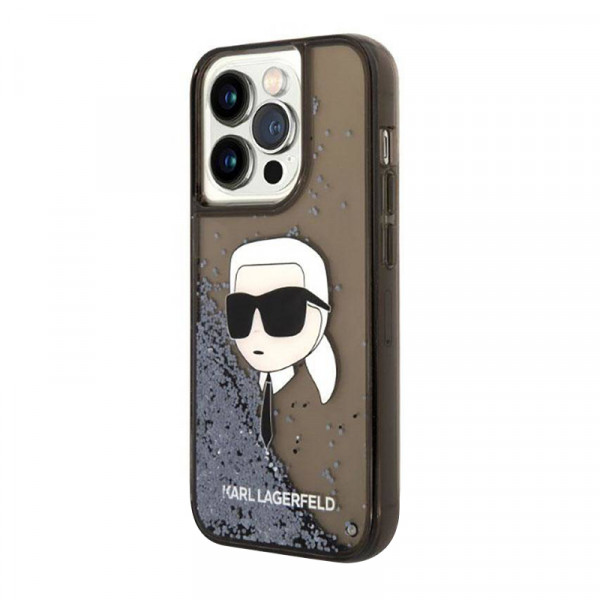 Futrola Karl Lagerfeld Liquid Glitter NFT Karl's Head Hard za Iphone 14 Pro crna Full ORG (KLHCP14LLNKHC)