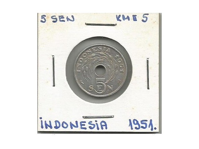 b3 Indonesia 5 sen 1951. KM#5