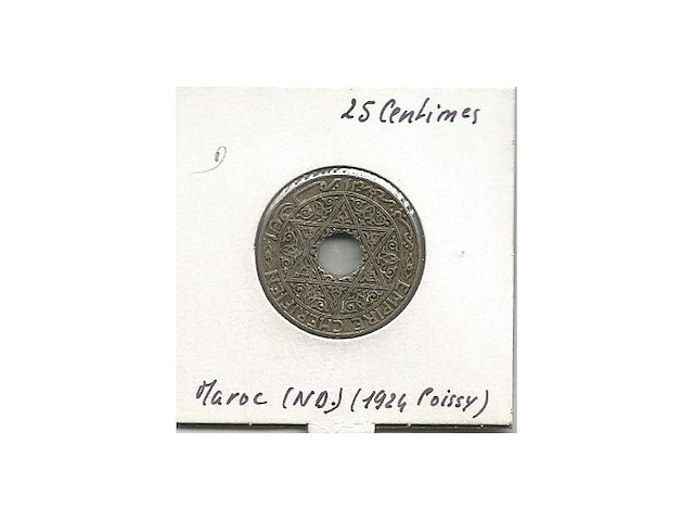 g4 Maroko 25 centimes 1924. Y#34.2 Poissy