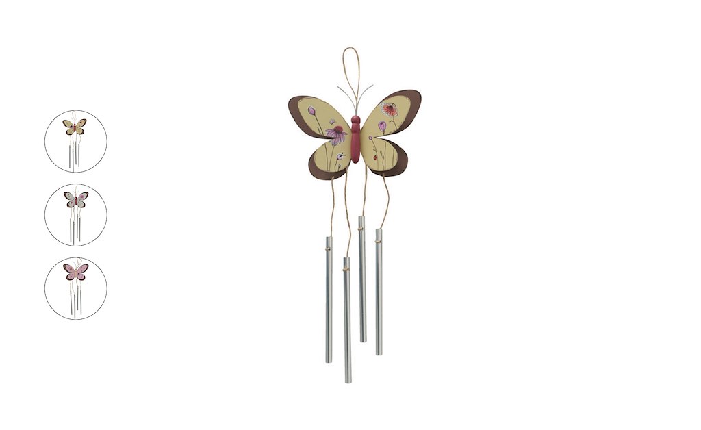 Dekoracija Wind chimes Butterfly 36cm više vrsta