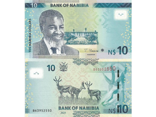 Namibia 10 dollars 2021. UNC