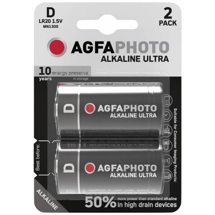 Ultra alkalna baterija crna D 1.5V B2 AgfaPhoto
