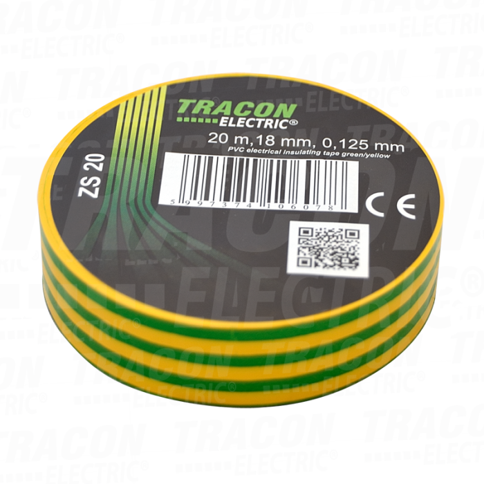 Izolir traka zeleno/zuta20m×18 mm. PVC. 0-90C. 40kV/mm