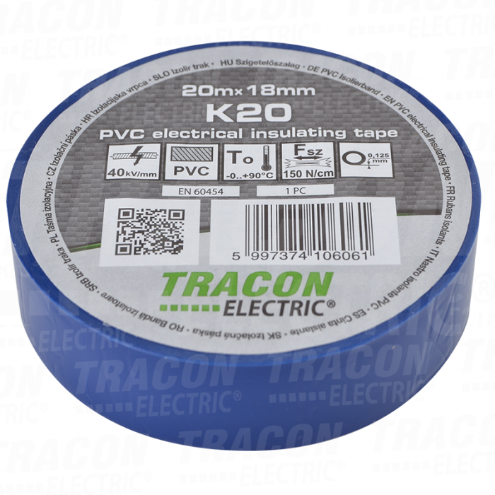 Izolir traka plava20m×18mm. PVC. 0-90C. 40kV/mm