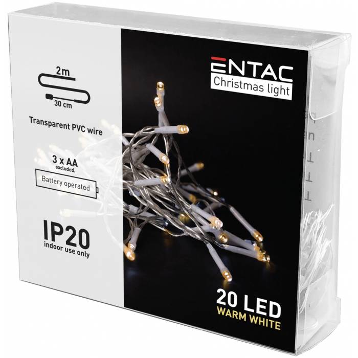 LED 20 Bozicni svetlosni venac IP20 3000K 2m 3xAA