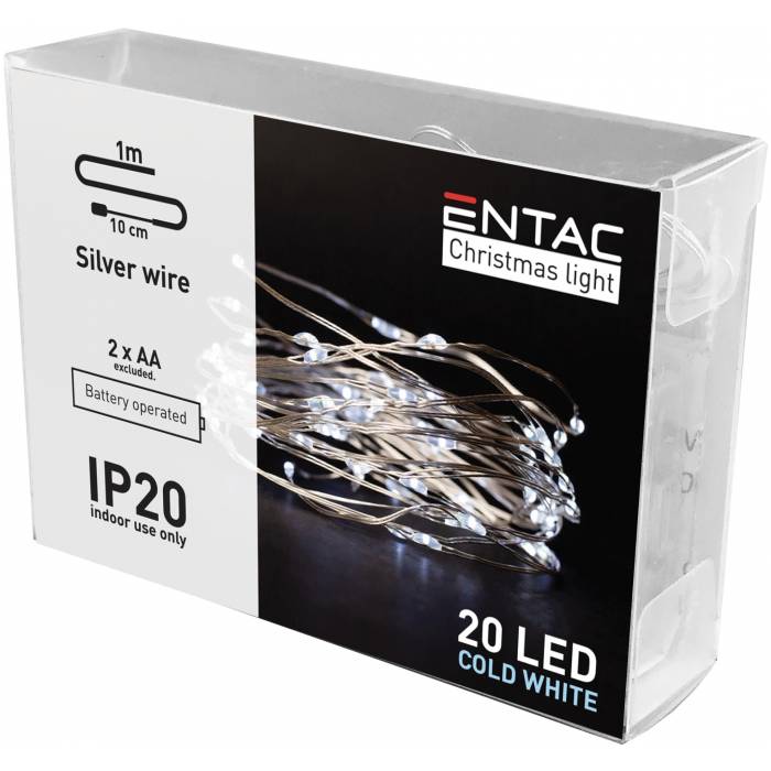 LED 20 Bozicni zicani venac IP20 6400K 1m 2xAA