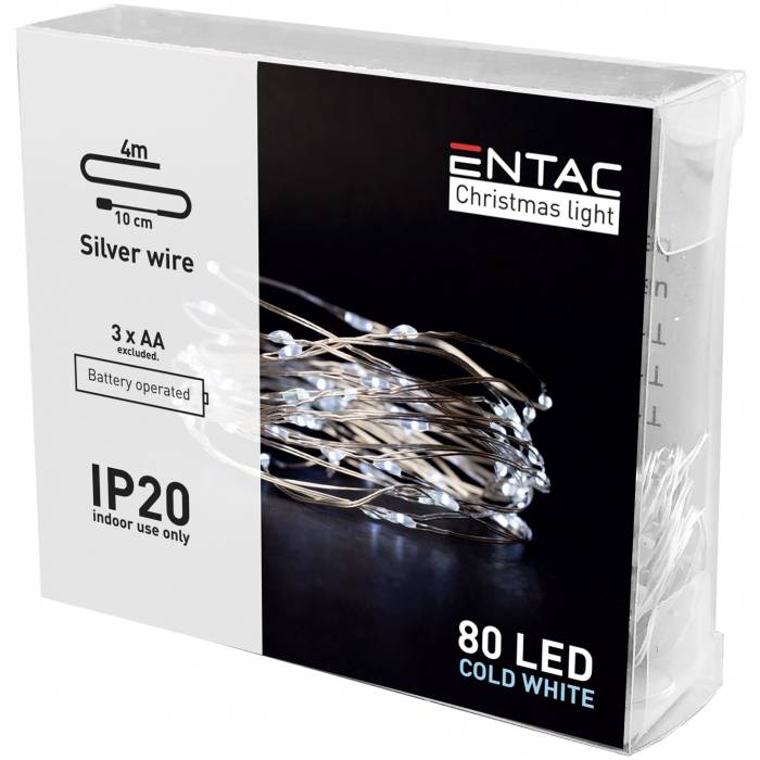 LED 80 Bozicni svetlosni venac IP20 6400K 4m 3xAA