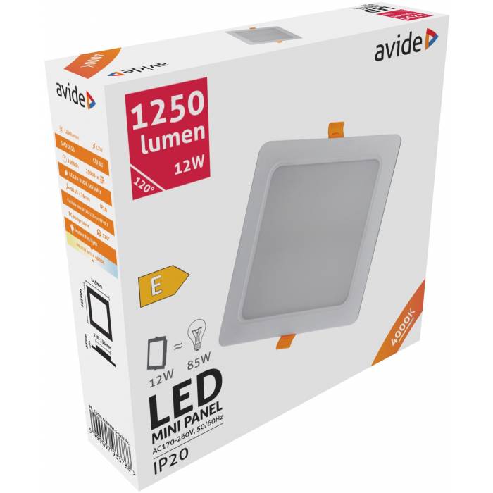 LED panel kvadratni ugradni 12W NW 4000K plast. AVIDE