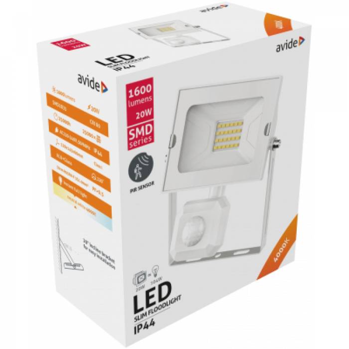 LED reflektor SMD tanki 20W NW 4000K sa senzorom beli