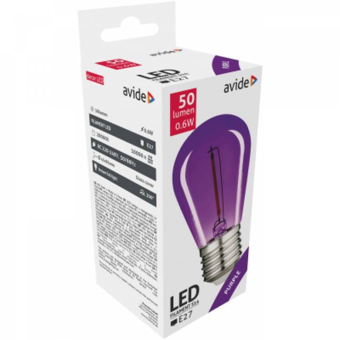 LED dekor Filament sijalica 0.6W E27 ljubicasta