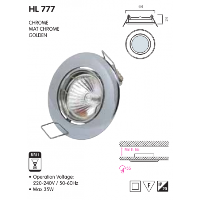 HL777 Rozetna sa grlom chrome