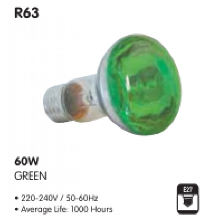 HL R63 60W E27 color Reflektna sijalica green