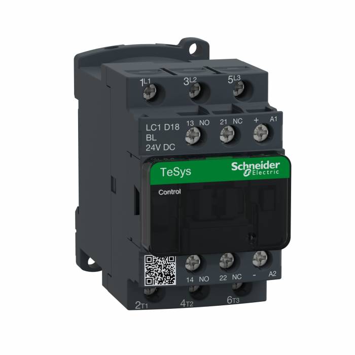 TeSys D kontaktor 3P (3NO) 18A 24V DC (1NO+1NC) BL