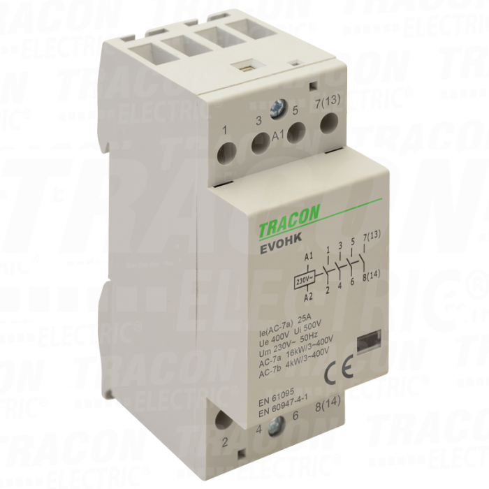 Inst. kontaktor230V. 50Hz. 2 M od. 4×NO. AC1/AC7a. 25A.