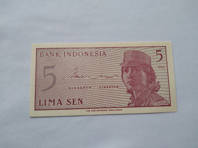 Indonezija 5 sen,1964 god.UNC