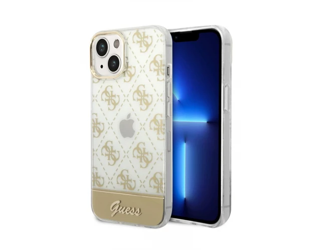 3G Guess Hc 4G Electro Script zlatna zaštitna maska za telefon iPhone 14 6.1