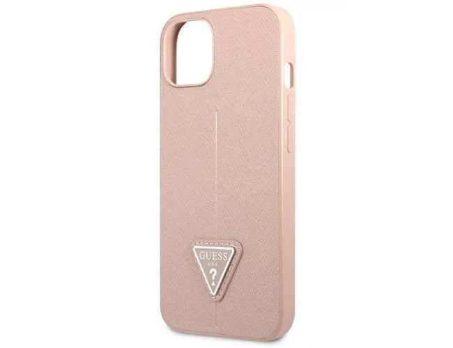 3G Guess Hc Saffiano PU Triangle pink zaštitna maska za telefon iPhone 14 6.1