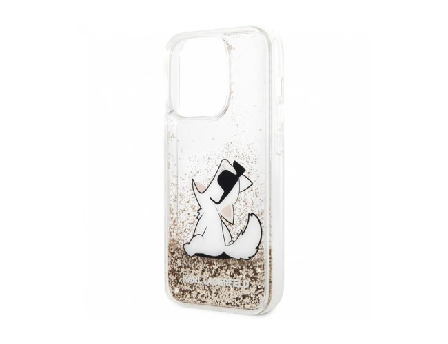 3G Karl Lagerfeld Hc Liquid Glitter Choupette zlatna zaštitna maska za telefon iPhone 14 Pro 6.1