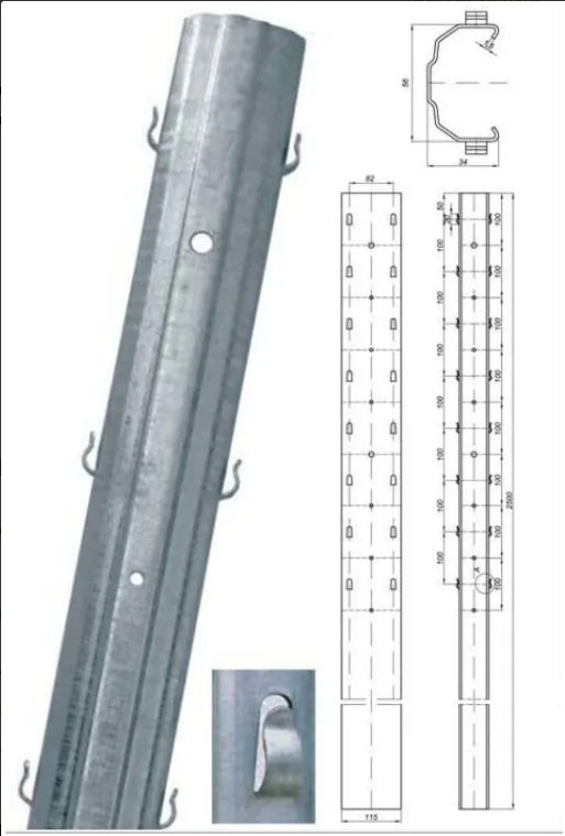 Čeoni pocinkovani stub 55x35x1,5 mm Z275