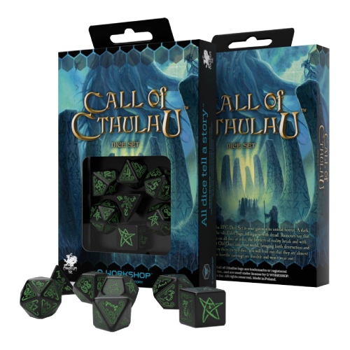 CALL OF CTHULHU BLACK AND GREEN DICE SET