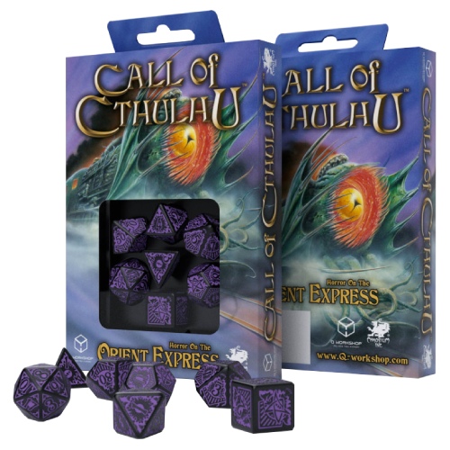 CALL OF CTHULHU HORROR ON THE ORIENT EXPRESS BLACK AND PURPLE DICE SET