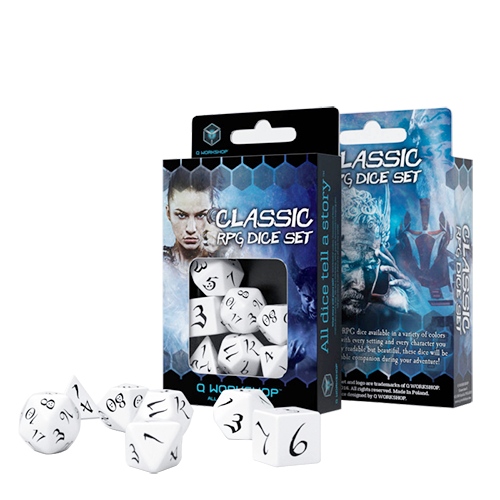 CLASSIC RPG WHITE AND BLACK DICE SET