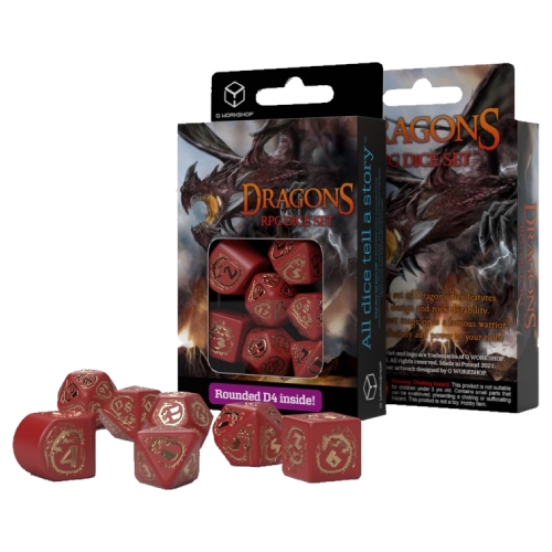 DRAGONS MODERN RED AND GOLD DICE SET
