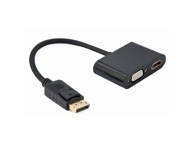 A-DPM-HDMIFVGAF-01 Gembird DisplayPort male to HDMI female + VGA female adapter cable, black