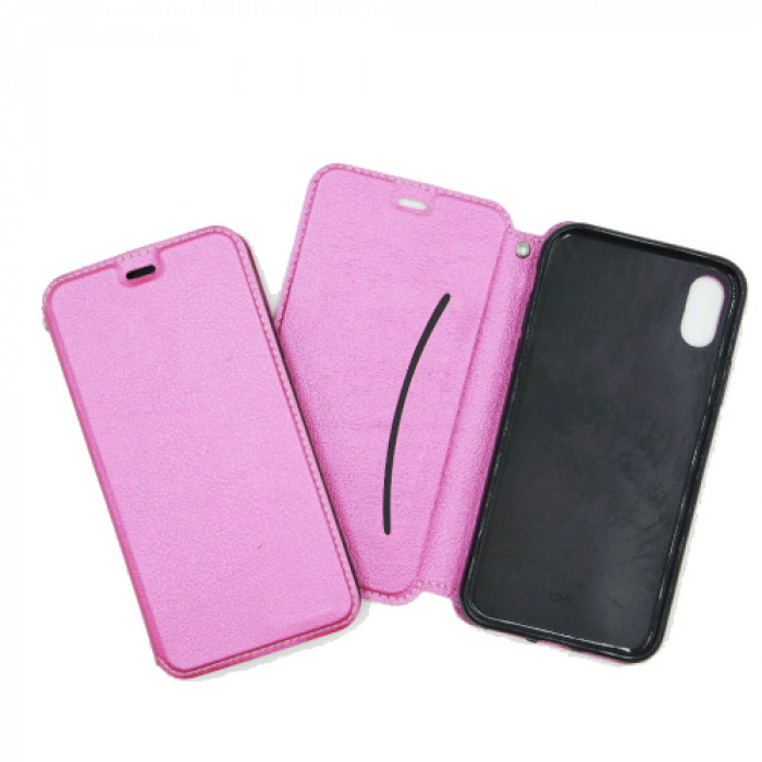 Futrola na preklop Shine Leather za Iphone XR roze