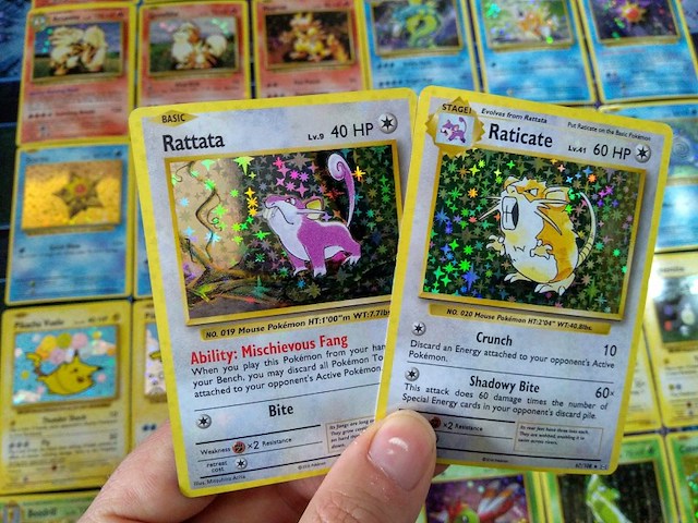 Pokemon 2 karte sijajuce - Rattata i Raticate Pokemoni
