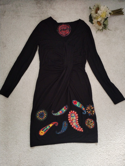 ♫ ♪ ♫ DESIGUAL crna haljina embroidery