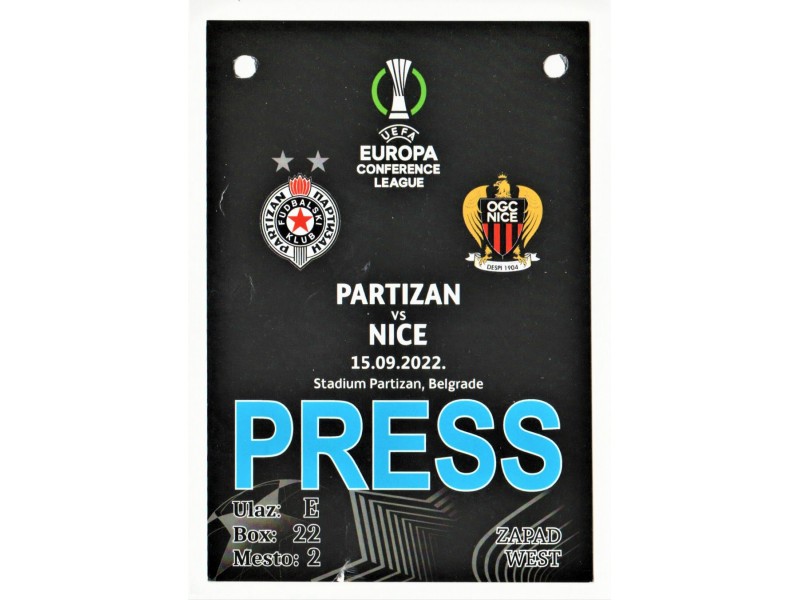 2022, PARTIZAN - NICA! Liga konferencija. PRESS.